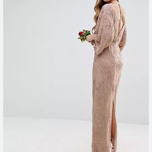ASOS | Dresses | New Asos Red Carpet Kimono All Beaded Tie Back Maxi ...
